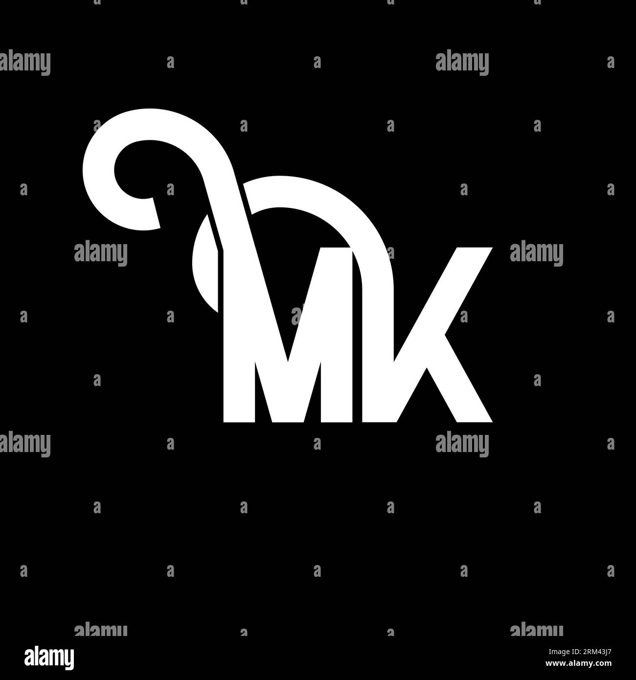 MK Letter Logo Design. Initial letters MK logo icon. Abstract letter MK ...