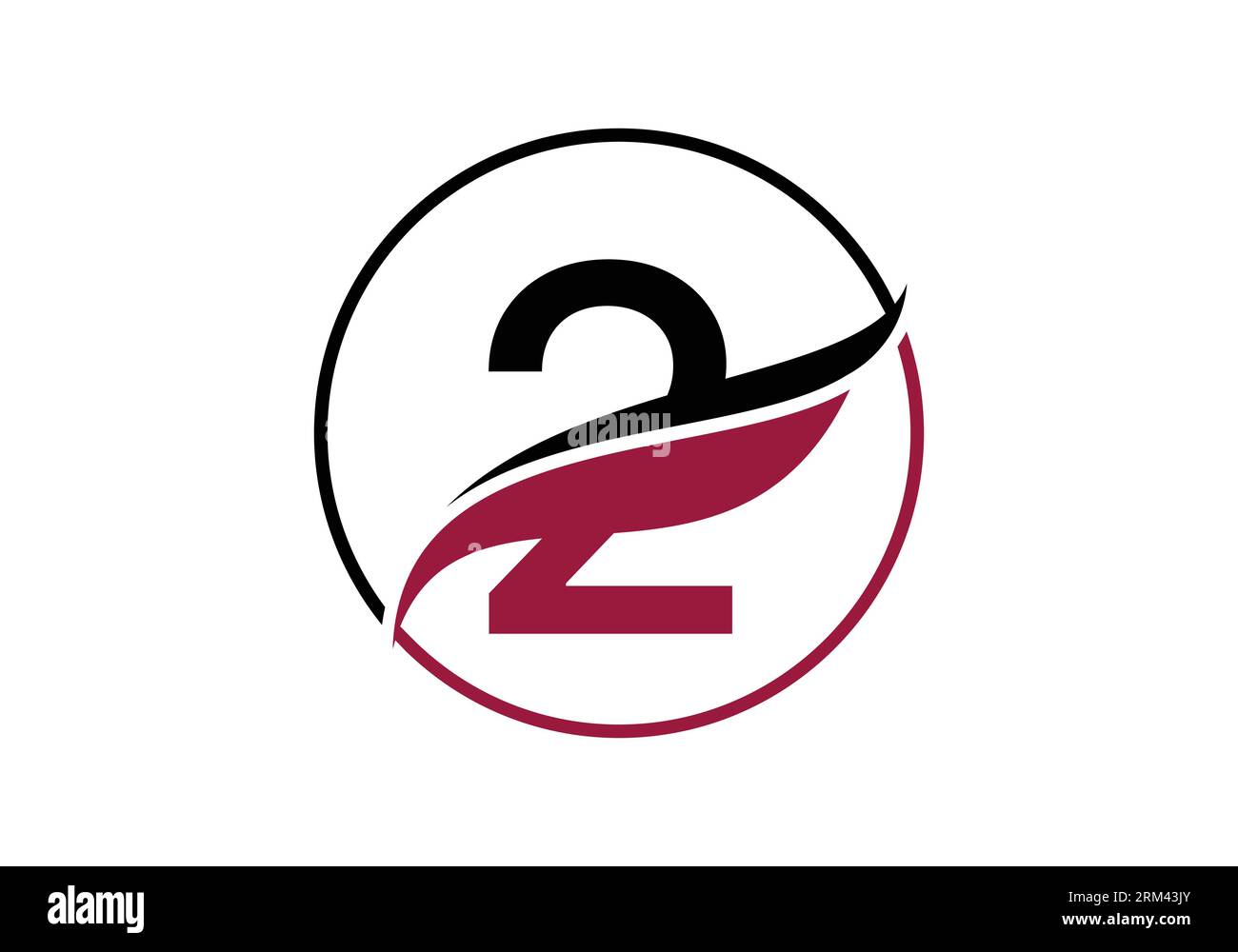 Initial 2 alphabet with swoosh or ocean wave logo design Vector ...