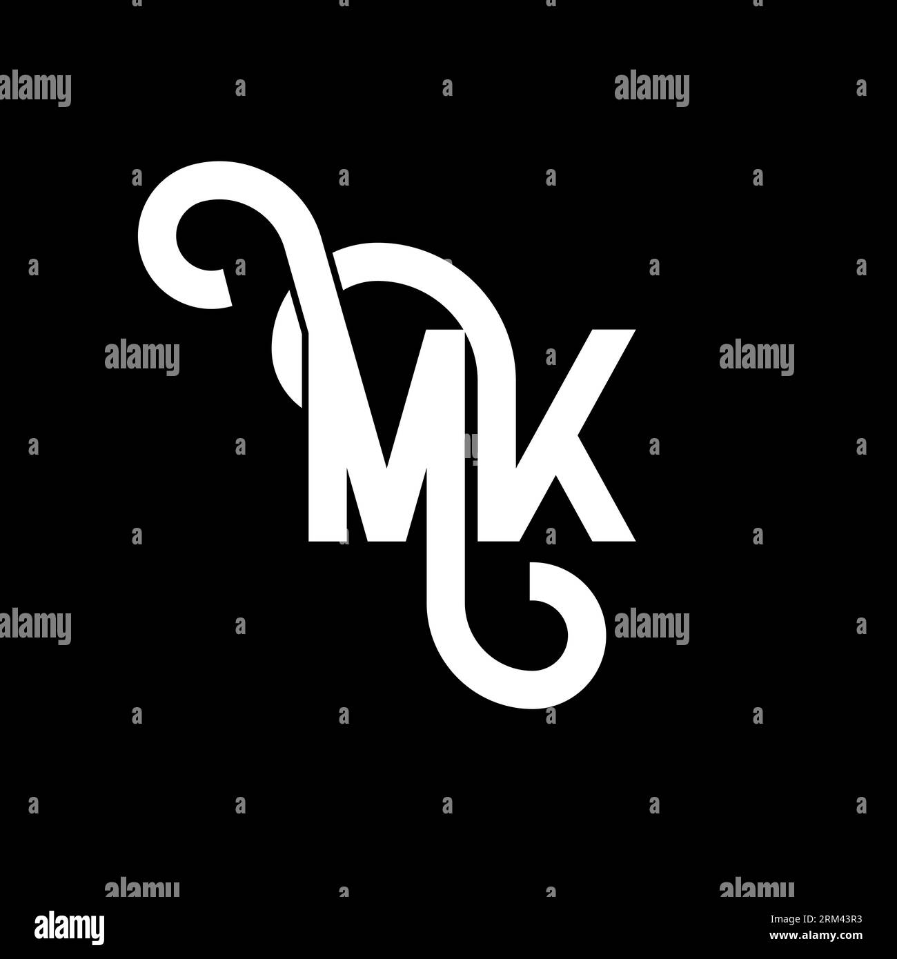 MK Letter Logo Design. Initial letters MK logo icon. Abstract letter MK ...