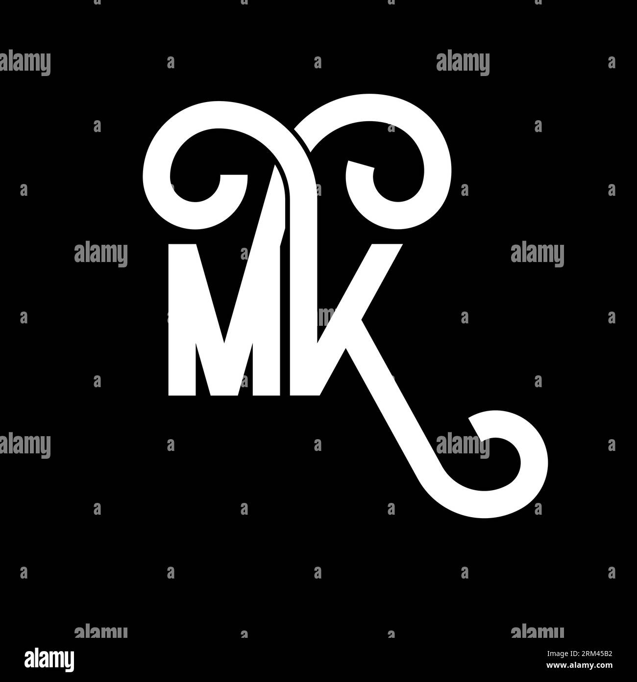 MK Letter Logo Design. Initial letters MK logo icon. Abstract letter MK ...