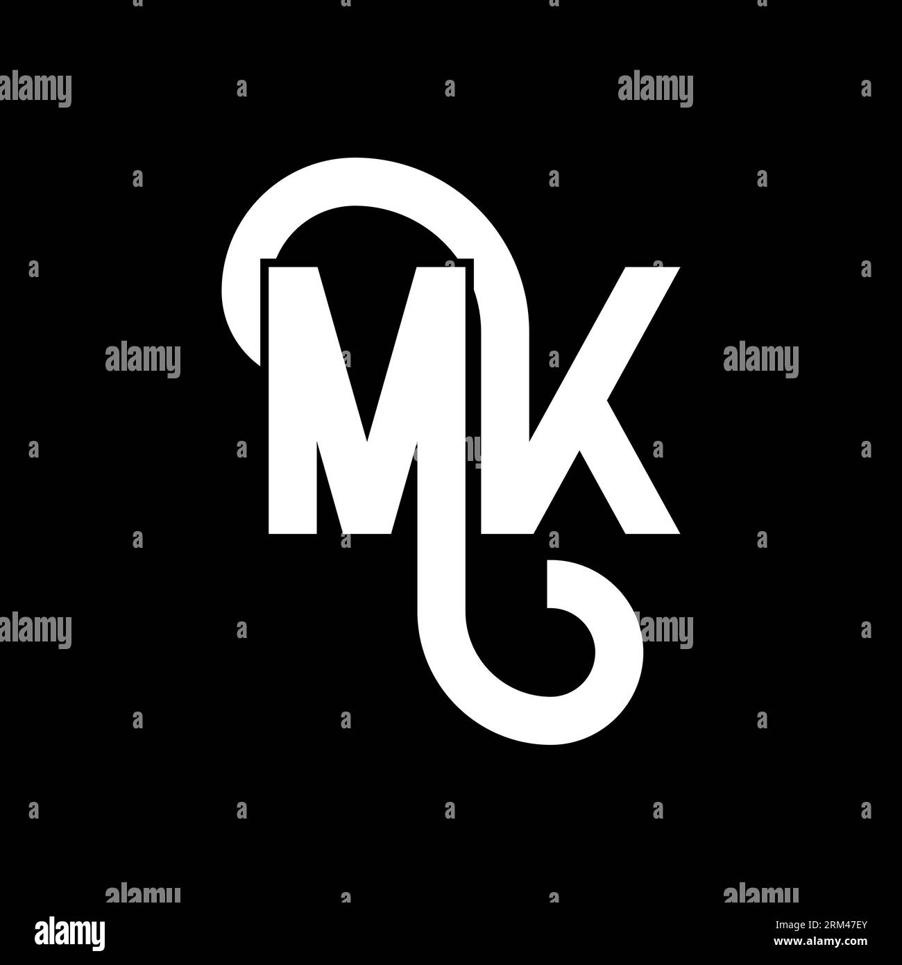 MK Letter Logo Design. Initial letters MK logo icon. Abstract letter MK ...