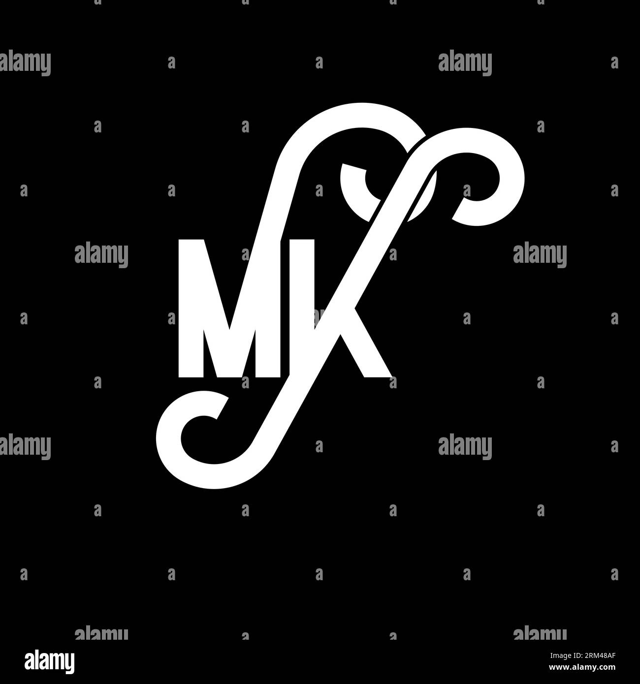MK Letter Logo Design. Initial letters MK logo icon. Abstract letter MK ...