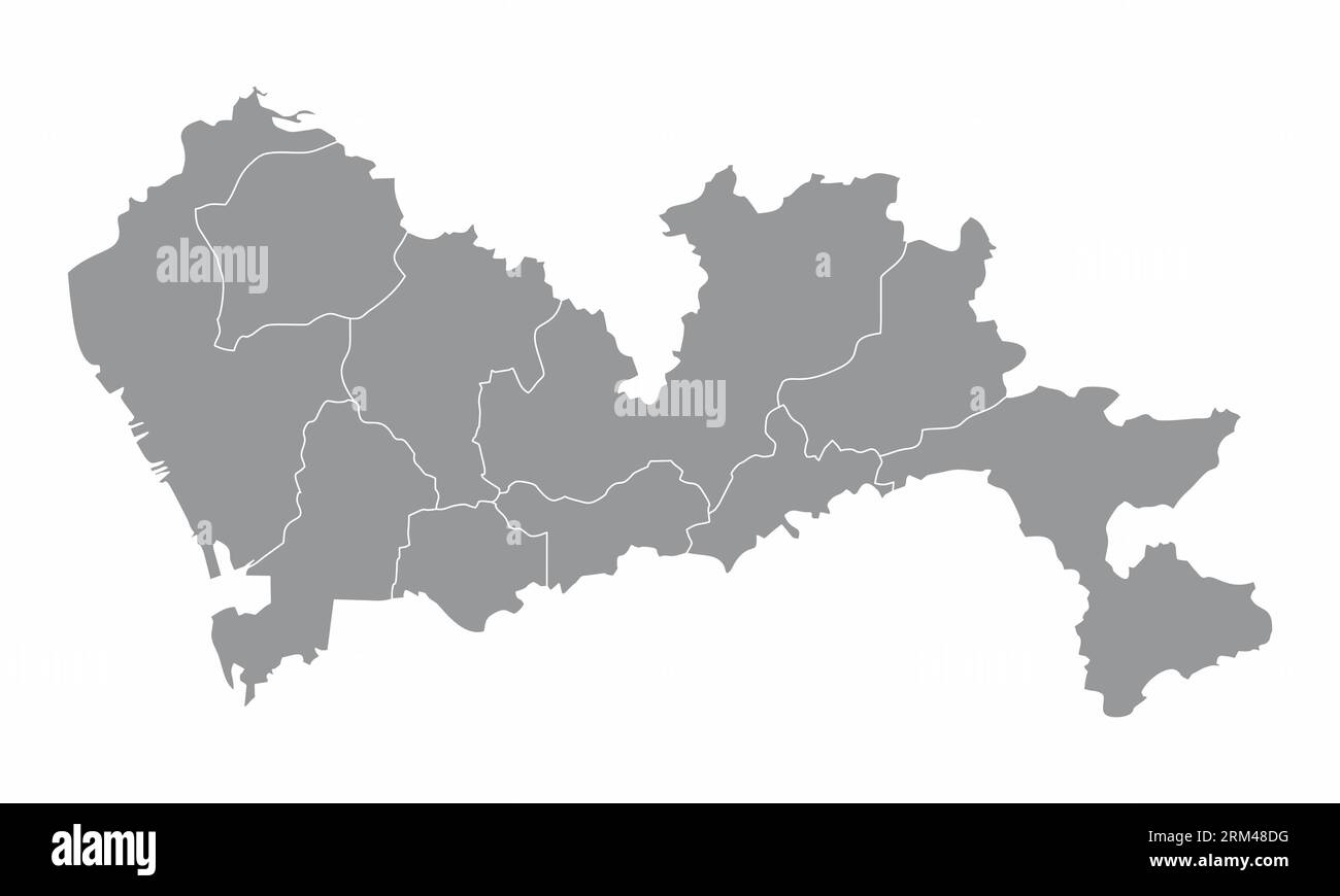 Shenzhen city administrative map isolated on white background, China ...