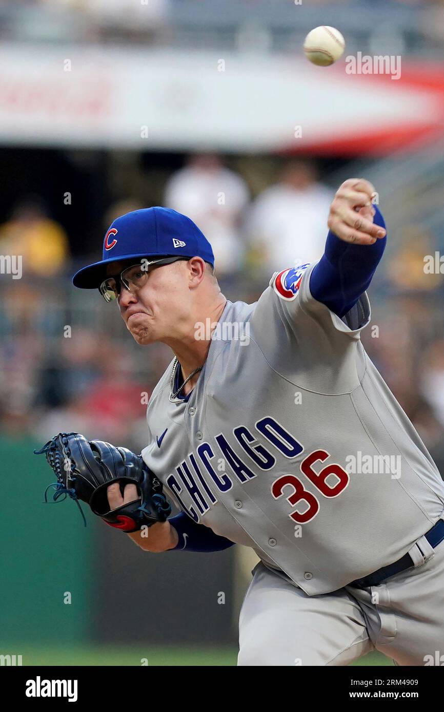 Chicago Cubs starting pitcher Jordan Wicks delivers to a Pittsburgh ...