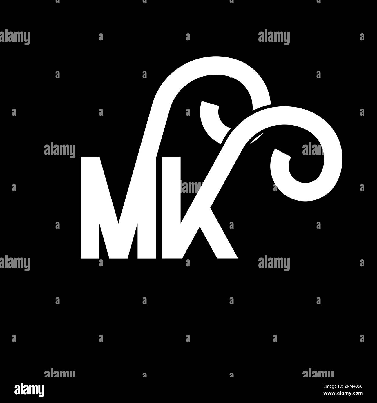 MK Letter Logo Design. Initial letters MK logo icon. Abstract letter MK ...