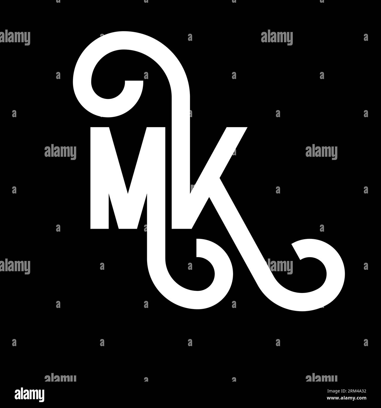MK Letter Logo Design. Initial letters MK logo icon. Abstract letter MK ...