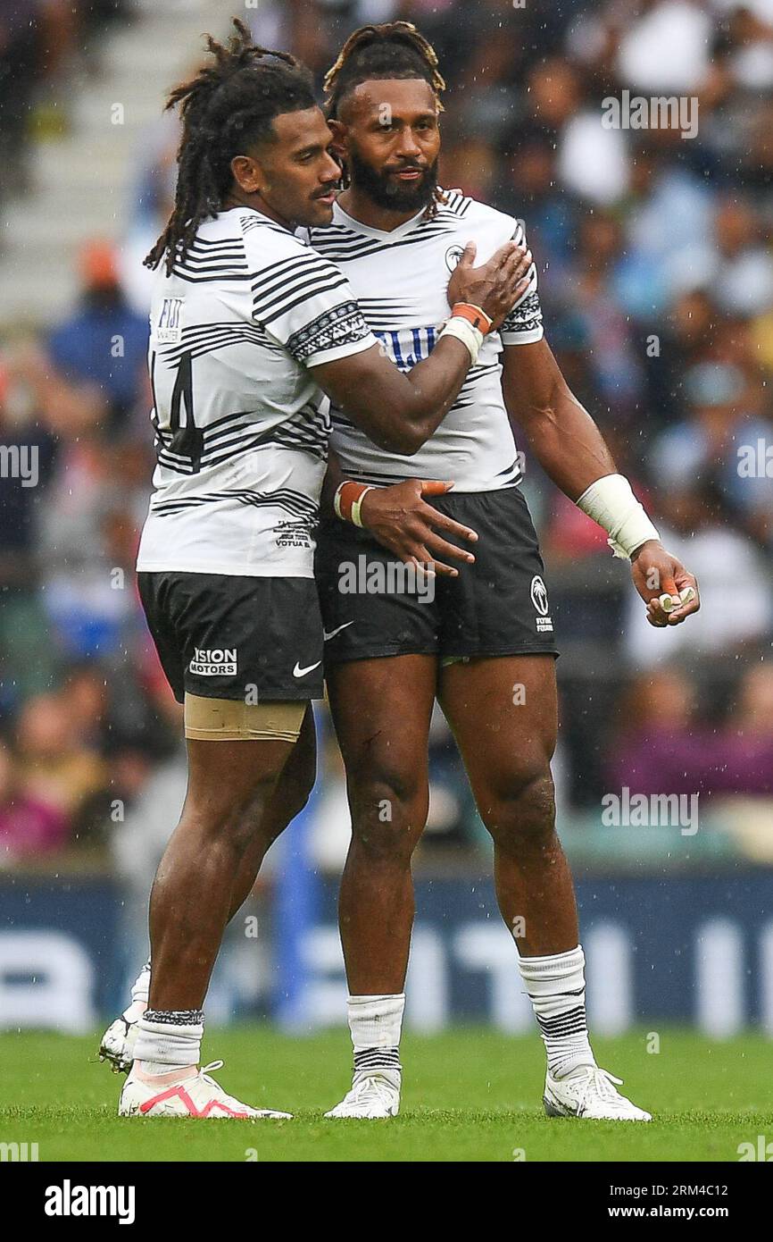 Selesitino Ravutaumada of Fiji and Waisea Nayacalevu of Fiji during the ...