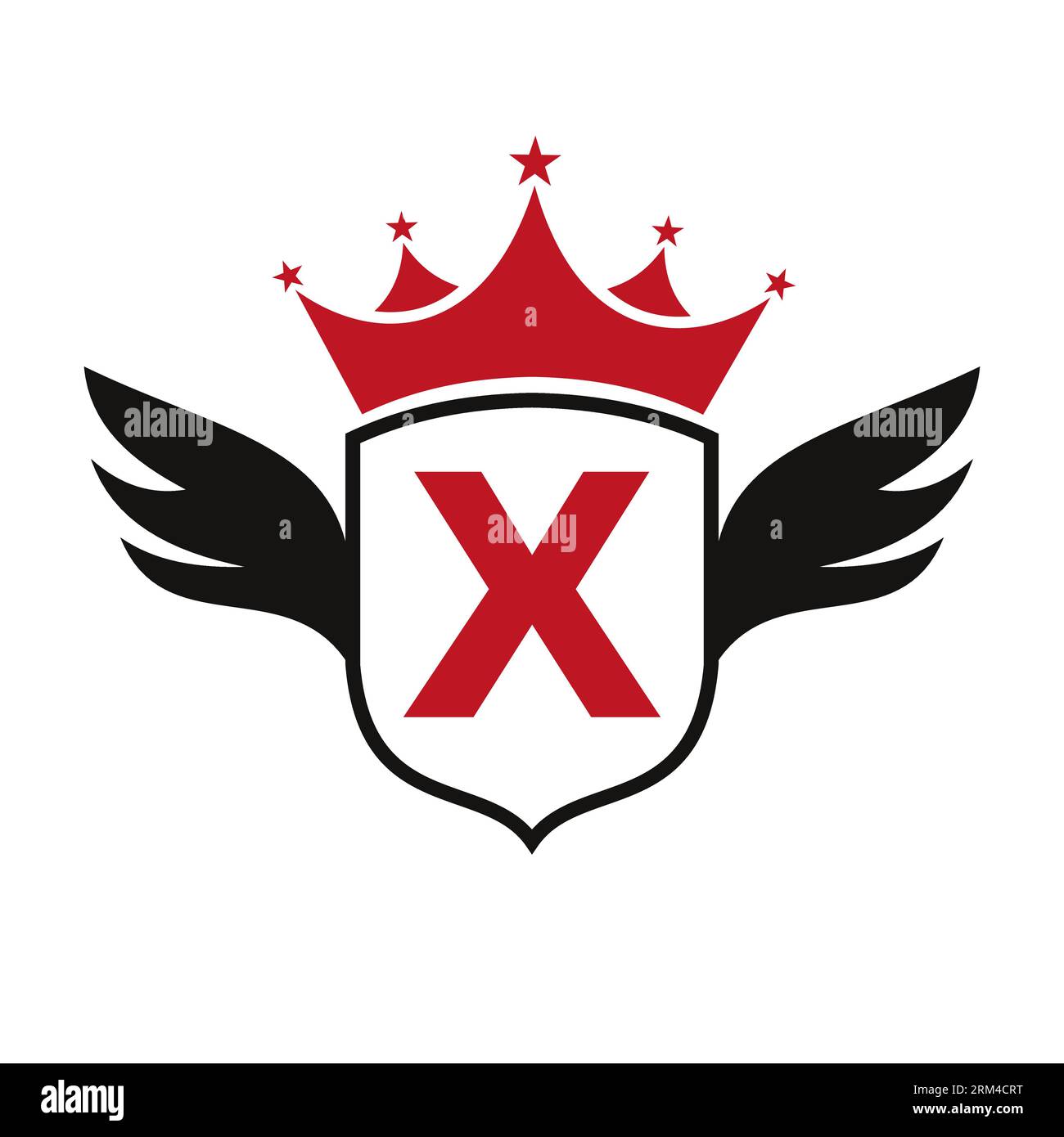 Letter X Transportation Logo With Wing, Shield And Crown Icon. Wing ...