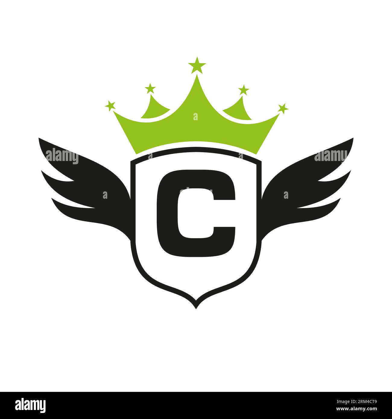 Letter C Transportation Logo With Wing, Shield And Crown Icon. Wing ...