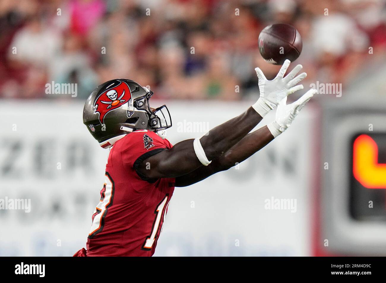 Tampa Bay Buccaneers wide receiver Rakim Jarrett catches a pass during ...