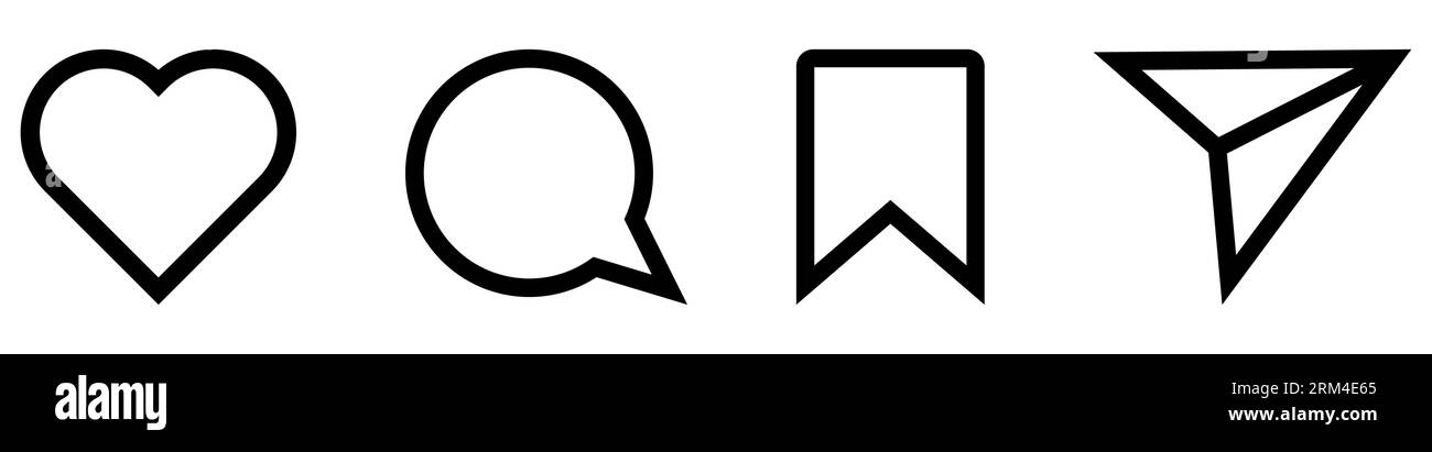 Instagram social media icons. Like, comment, share and save icons ...