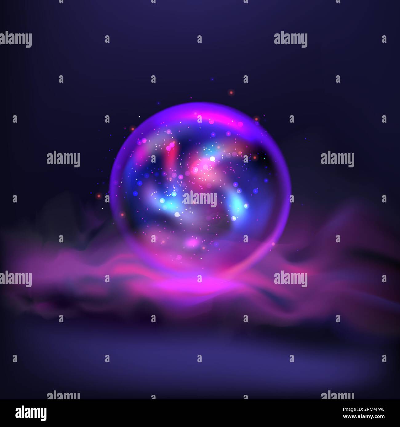 Magic light. Neon aura. Futuristic portal. Sparkling ball in vortex ...