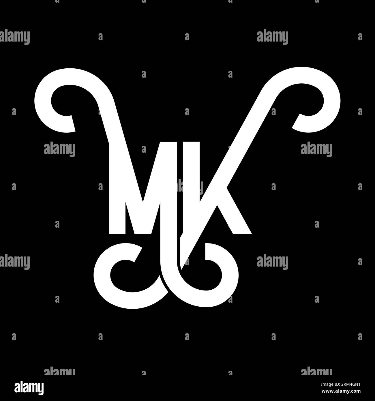 MK Letter Logo Design. Initial letters MK logo icon. Abstract letter MK ...
