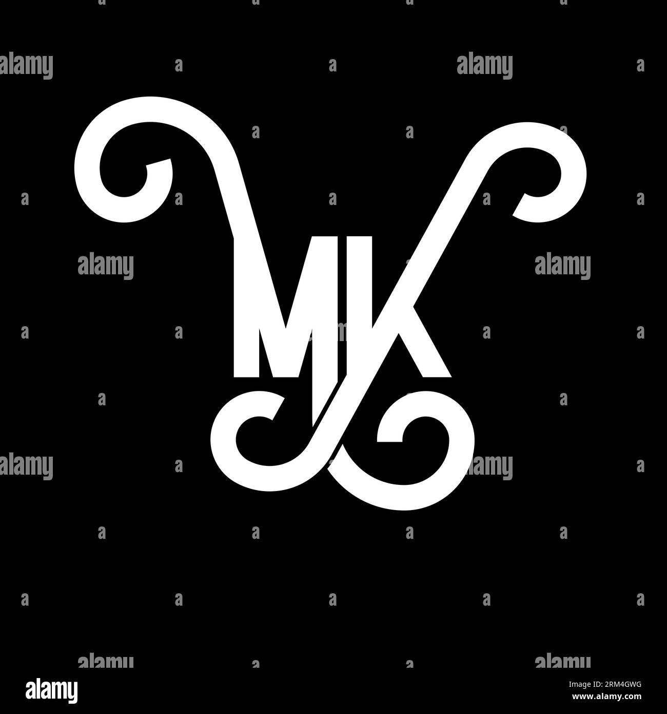 MK Letter Logo Design. Initial letters MK logo icon. Abstract letter MK ...
