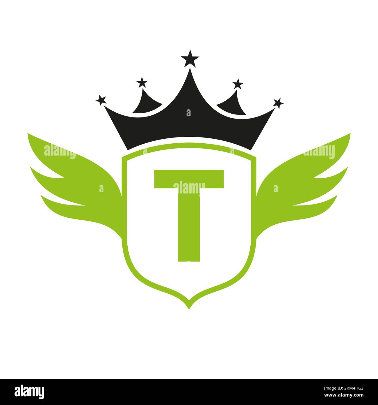 Letter T Transportation Logo With Wing, Shield And Crown Icon. Wing ...
