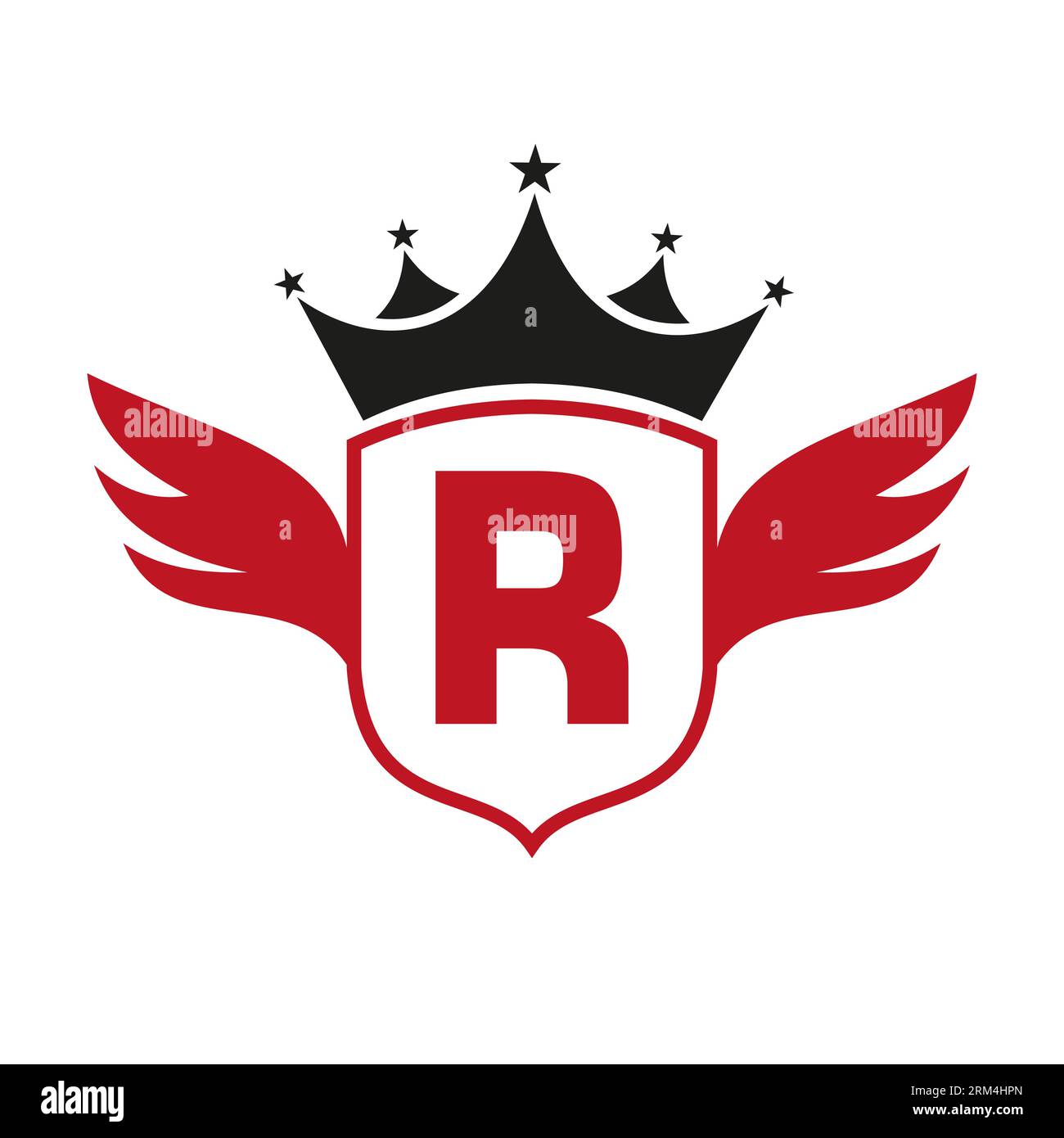 Letter R Transportation Logo With Wing, Shield And Crown Icon. Wing ...