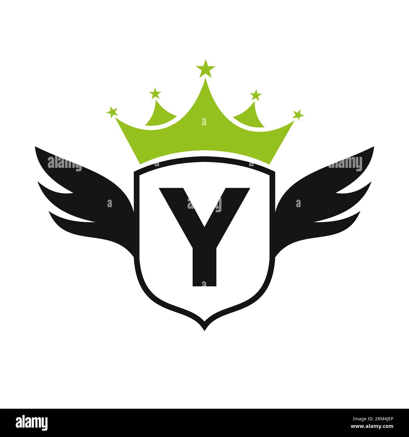 Letter Y Transportation Logo With Wing, Shield And Crown Icon. Wing ...