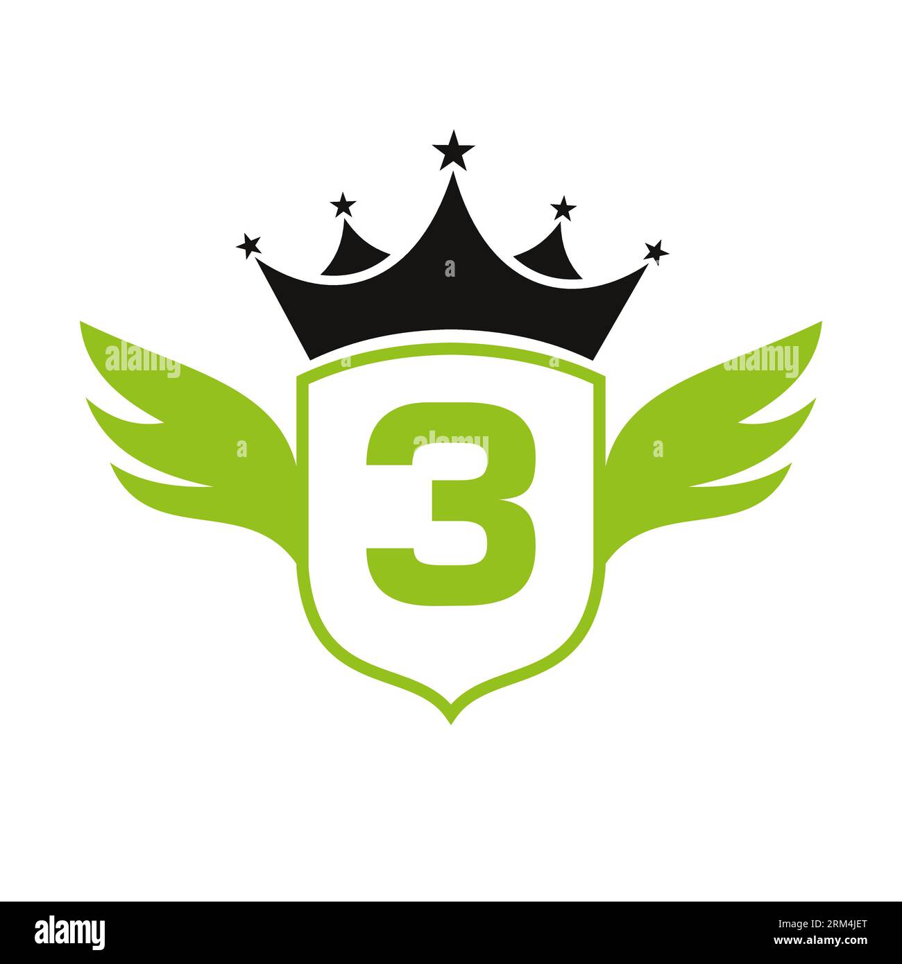 Letter 3 Transportation Logo With Wing, Shield And Crown Icon. Wing ...