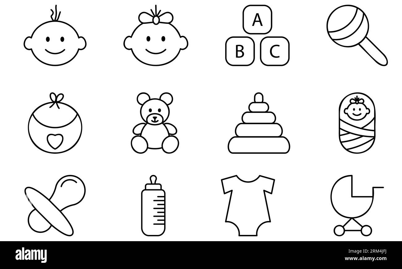 Set of baby icons. Vector illustration isolated on white background ...
