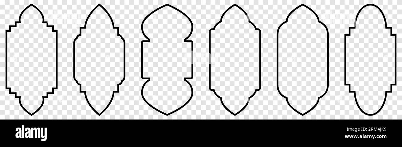 Set of oriental style islamic line windows and arches. Vector ...