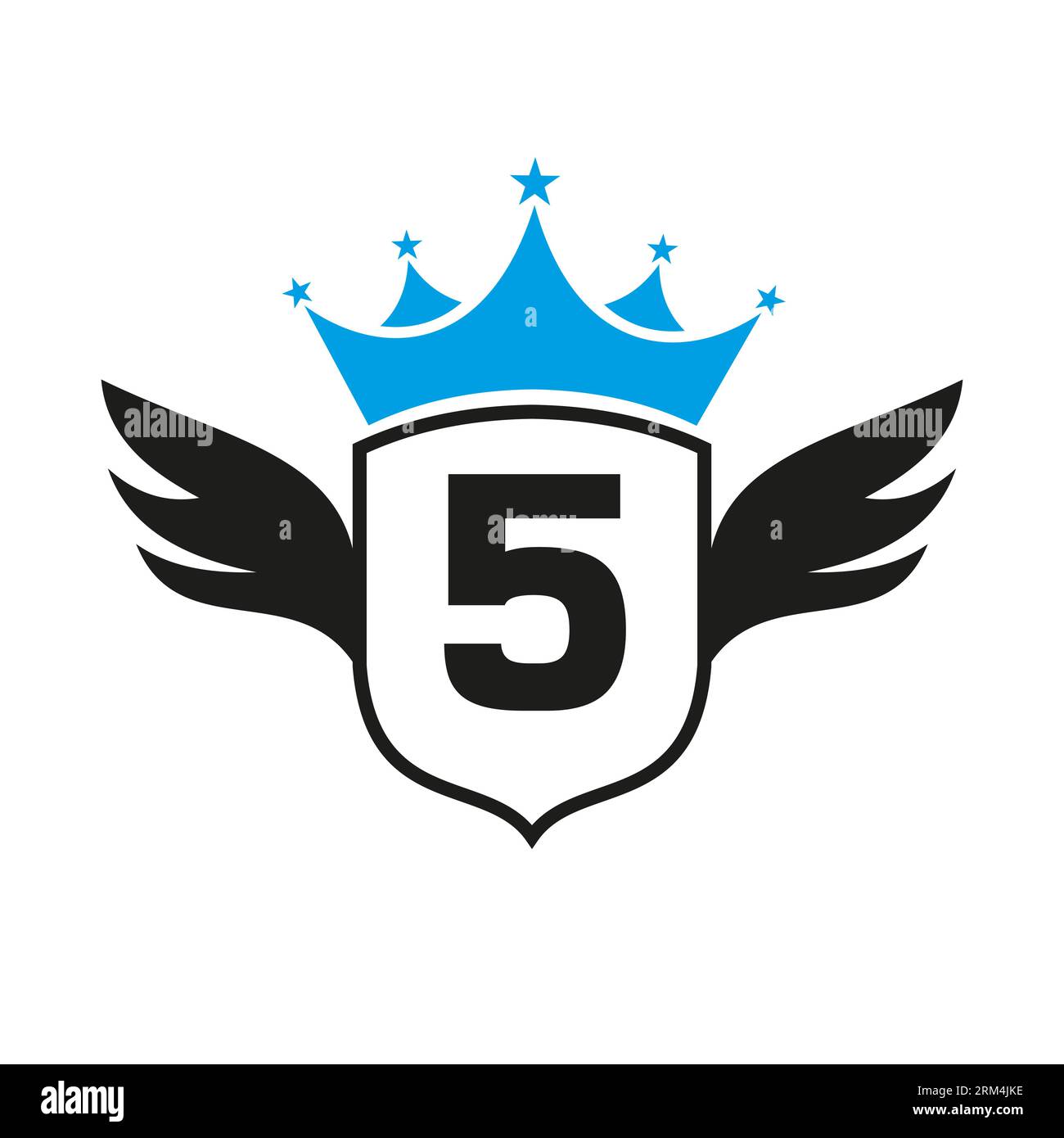 Letter 5 Transportation Logo With Wing, Shield And Crown Icon. Wing ...