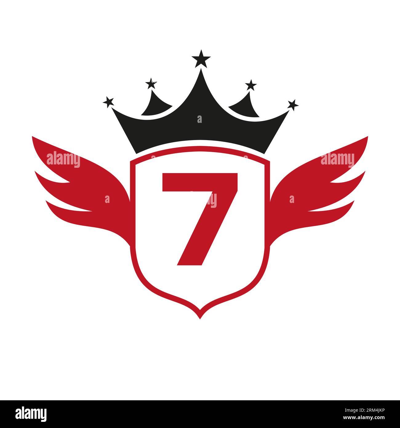 Letter 7 Transportation Logo With Wing, Shield And Crown Icon. Wing ...