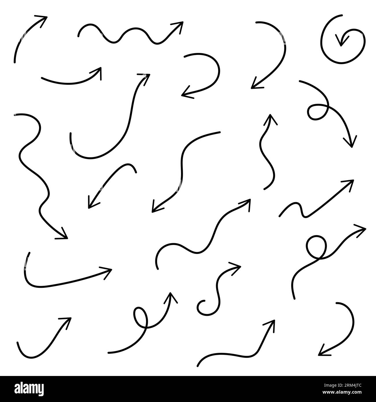 Hand drawn line arrows set. Vector illustration isolated on white ...