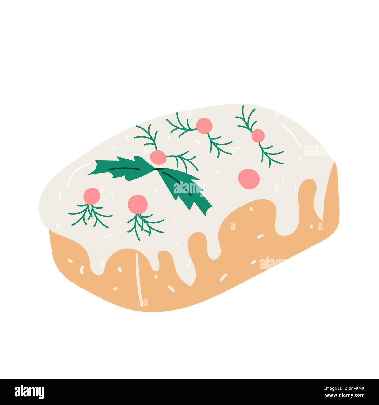 Vector illustration of Christmas cake frosted with berries in cartoon ...