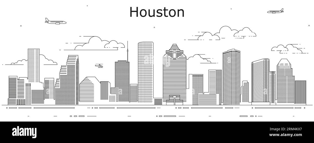Houston cityscape line art vector illustration Stock Vector Image & Art ...