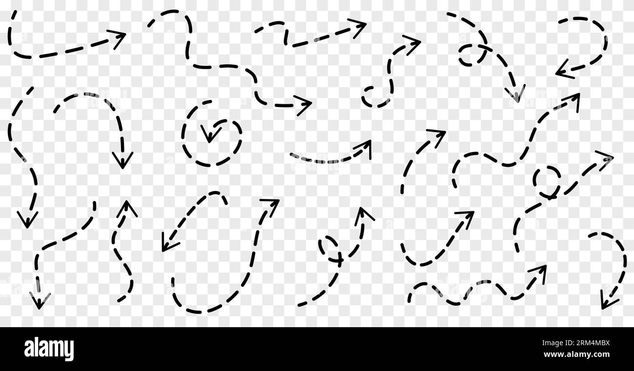 Collection Of Curved Dotted Arrows Design With Dotted Lines Vector Illustration Isolated On