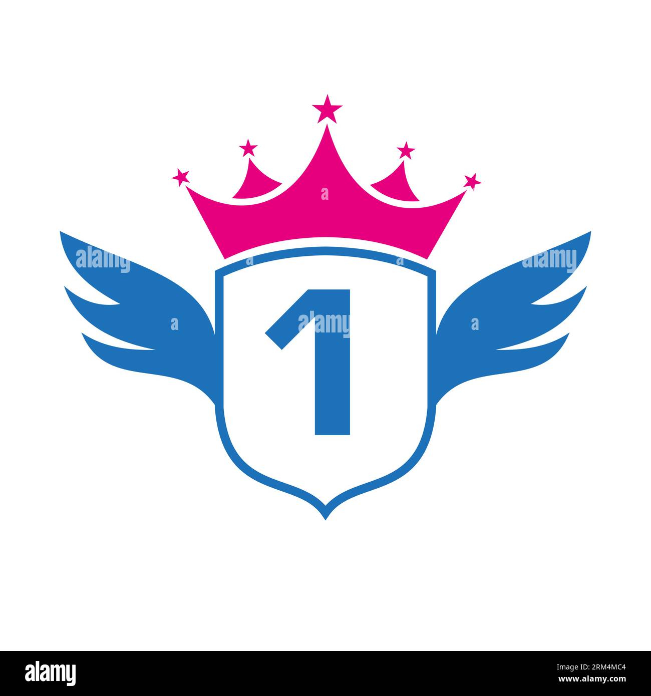 Letter 1 Transportation Logo With Wing, Shield And Crown Icon. Wing ...