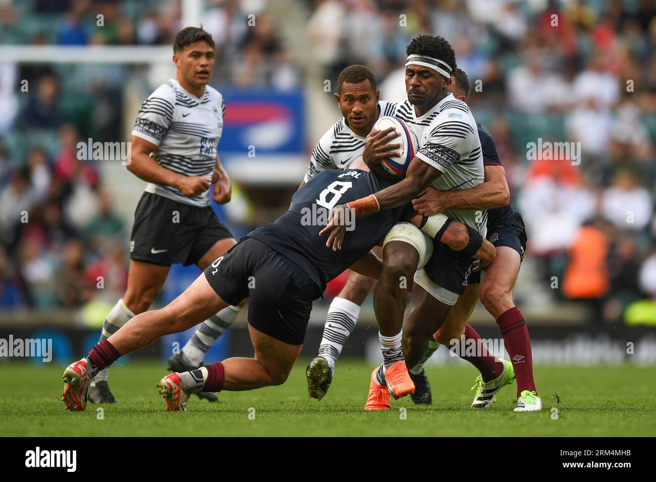 Kalaveti Ravouvou of Fiji tackled by Ben Earl of England during the ...
