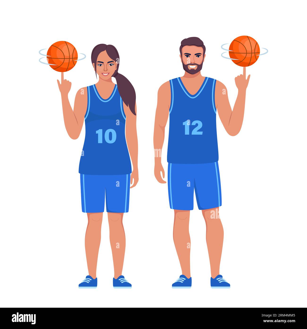 Happy basketball player in uniform with ball isolated on white ...