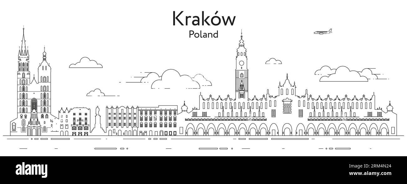 Krakow cityscape line art vector illustration Stock Vector Image & Art ...