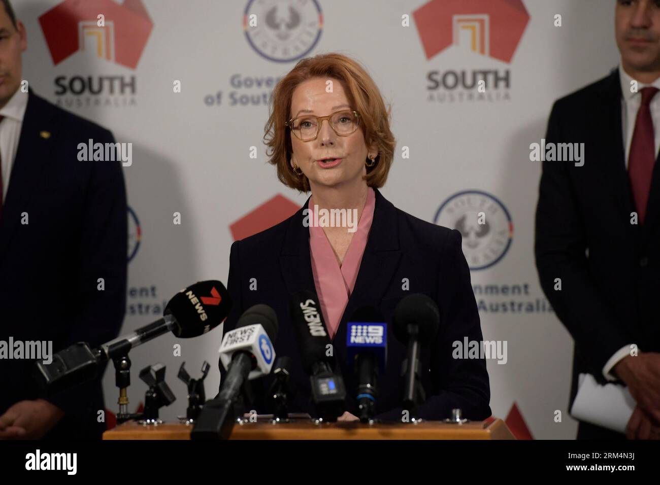 Adelaide, Australia. 27th Aug, 2023. Julia Gillard speaks during a ...
