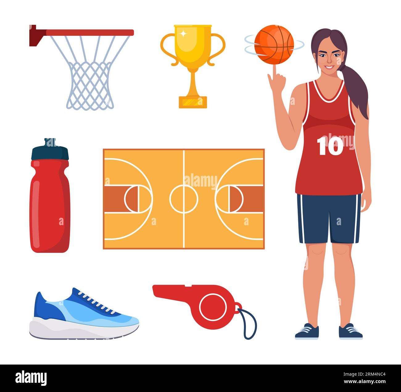 Basketball Elements, set. Various Equipment for Basketballs. Basketball ...