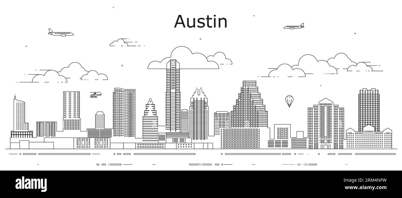 Austin cityscape line art vector illustration Stock Vector Image & Art ...