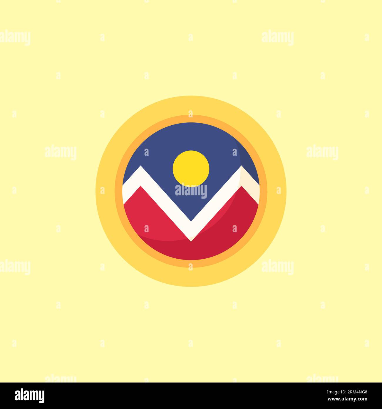 Flag of Denver with round frame. Flat design style Stock Vector Image ...