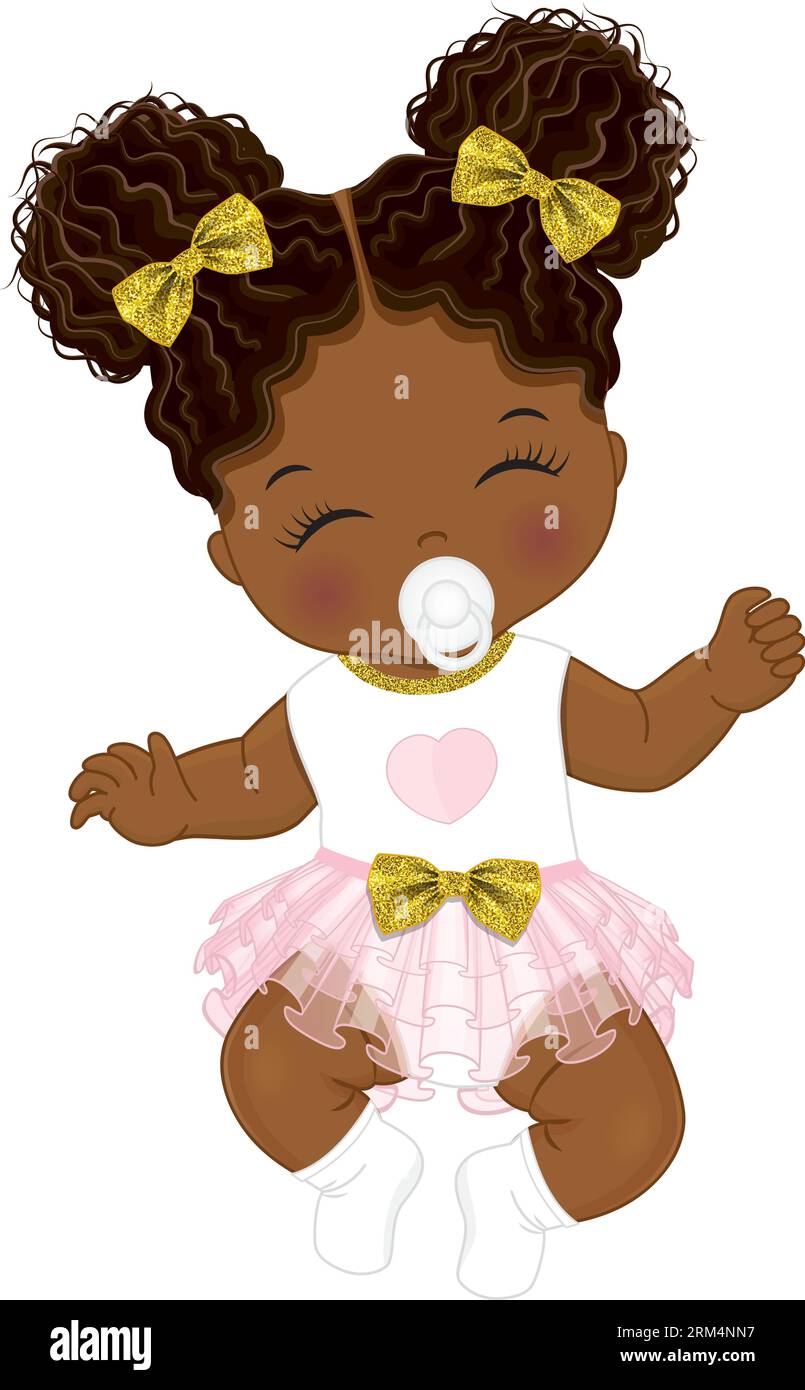 Vector Cute Little African American Baby Girl Stock Vector Image & Art ...
