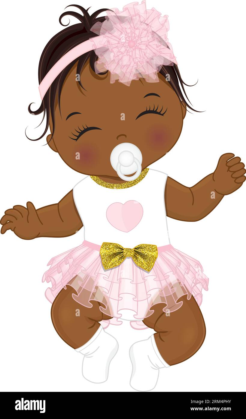 Vector Cute Little African American Baby Girl Stock Vector Image & Art ...