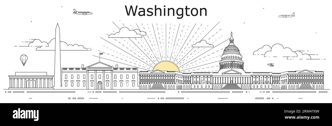Washington cityscape line art vector illustration Stock Vector Image ...