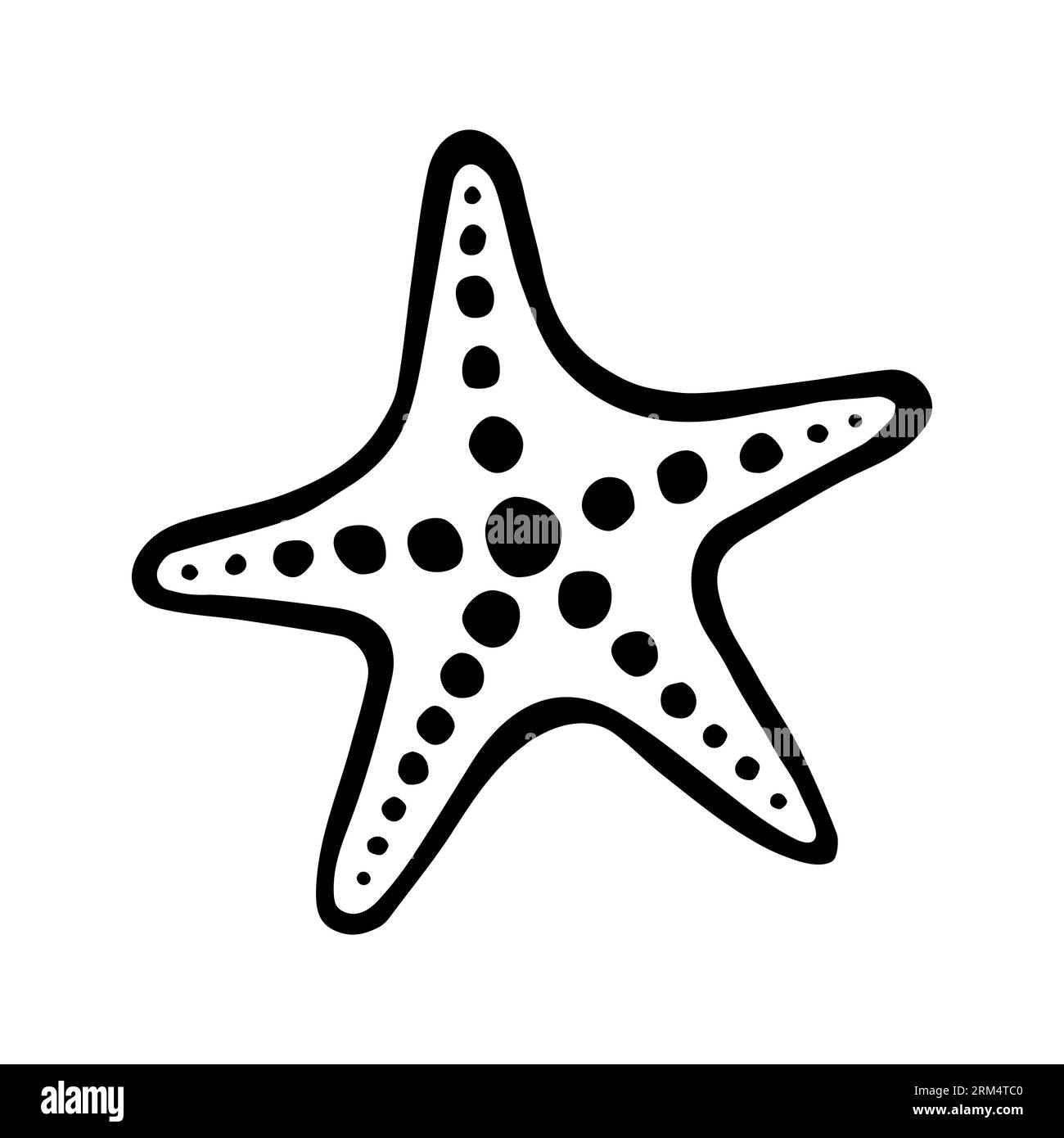 Starfish. Hand-drawn stylized image. Graphic black and white image ...