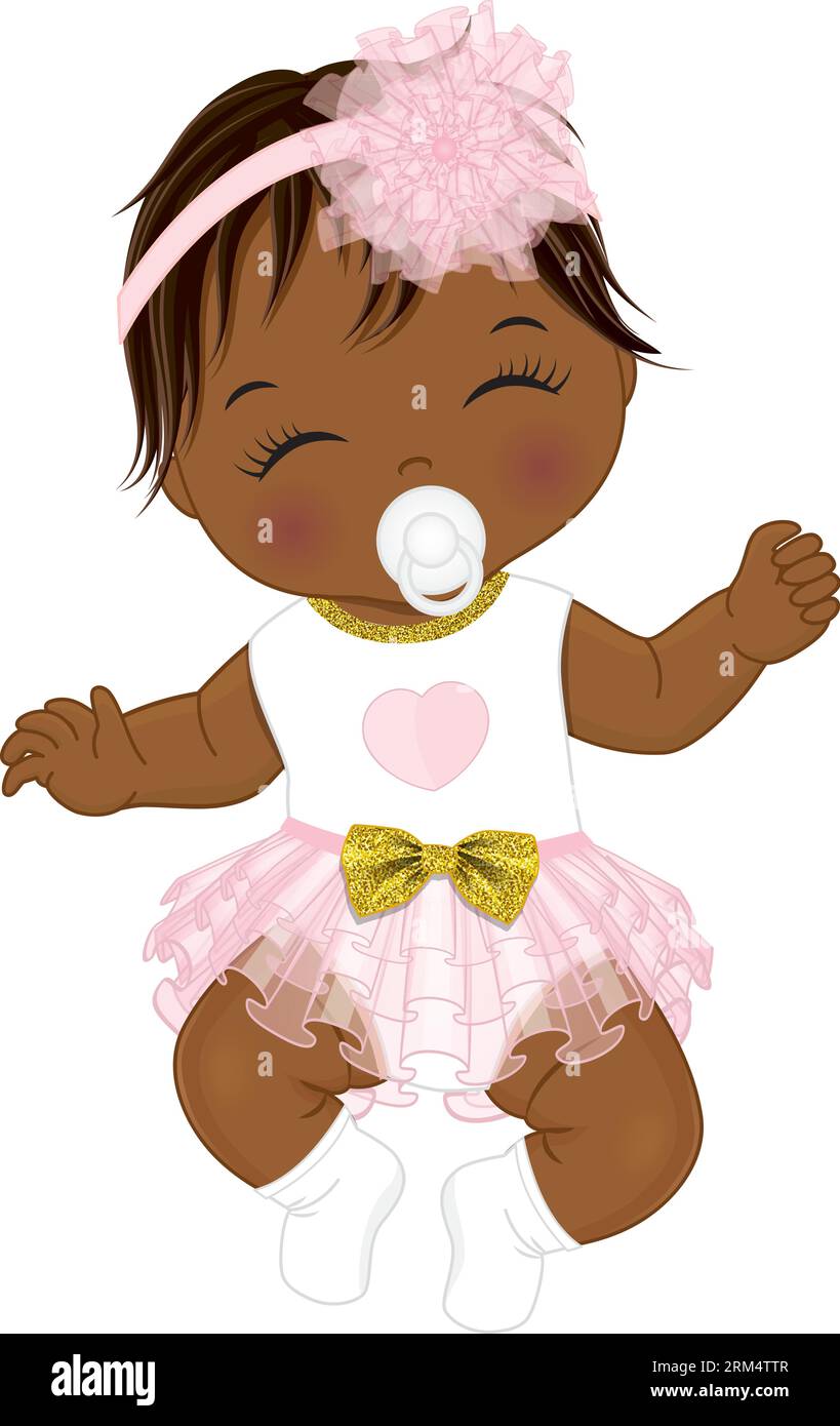 Vector Cute Little African American Baby Girl Stock Vector Image & Art ...