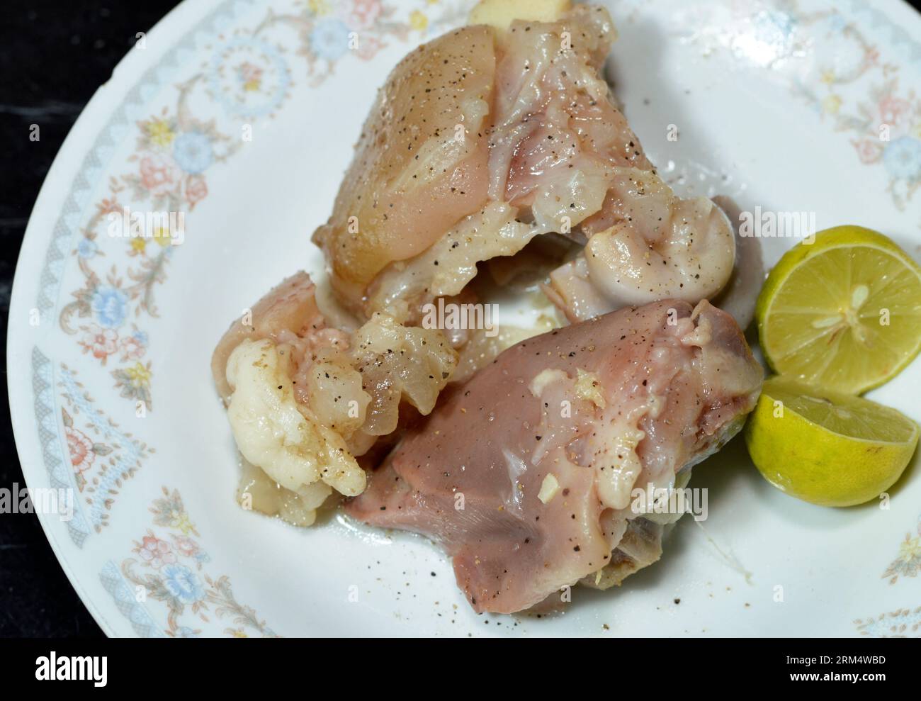 Arabic Egyptian cuisine of kawareh trotters with its traditional soup ...