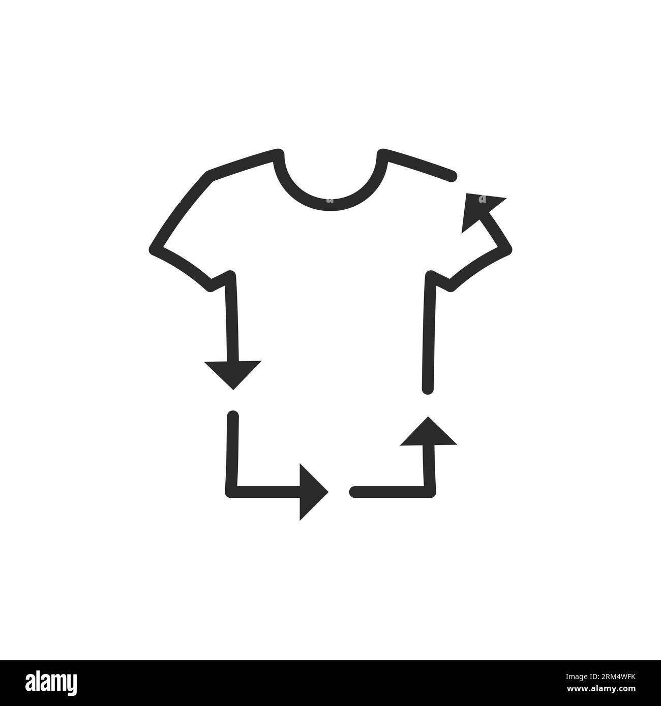 T-shirt recycling black line icon. Reuse clothes symbol. Vector ...