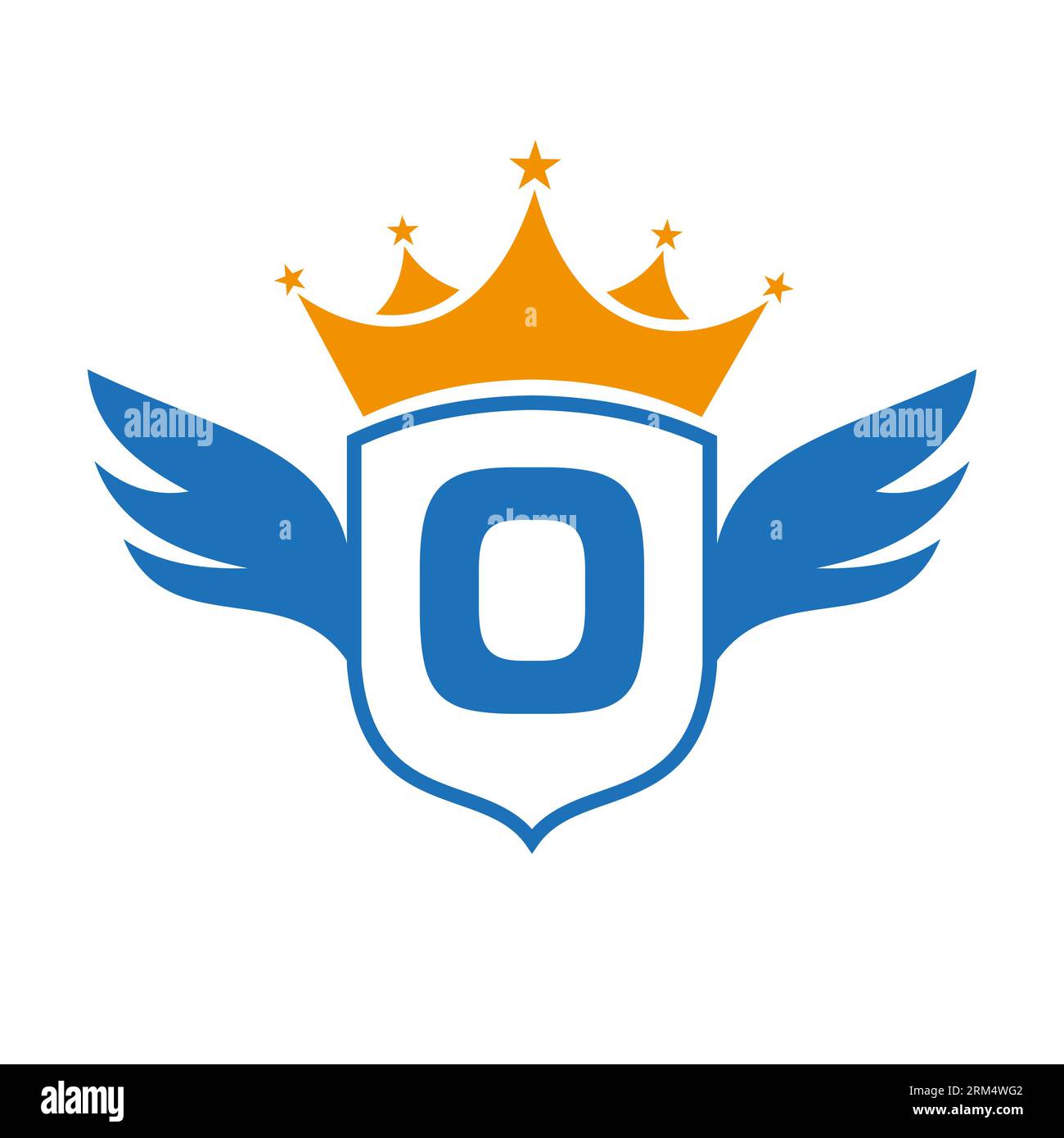 Letter O Transportation Logo With Wing, Shield And Crown Icon. Wing ...