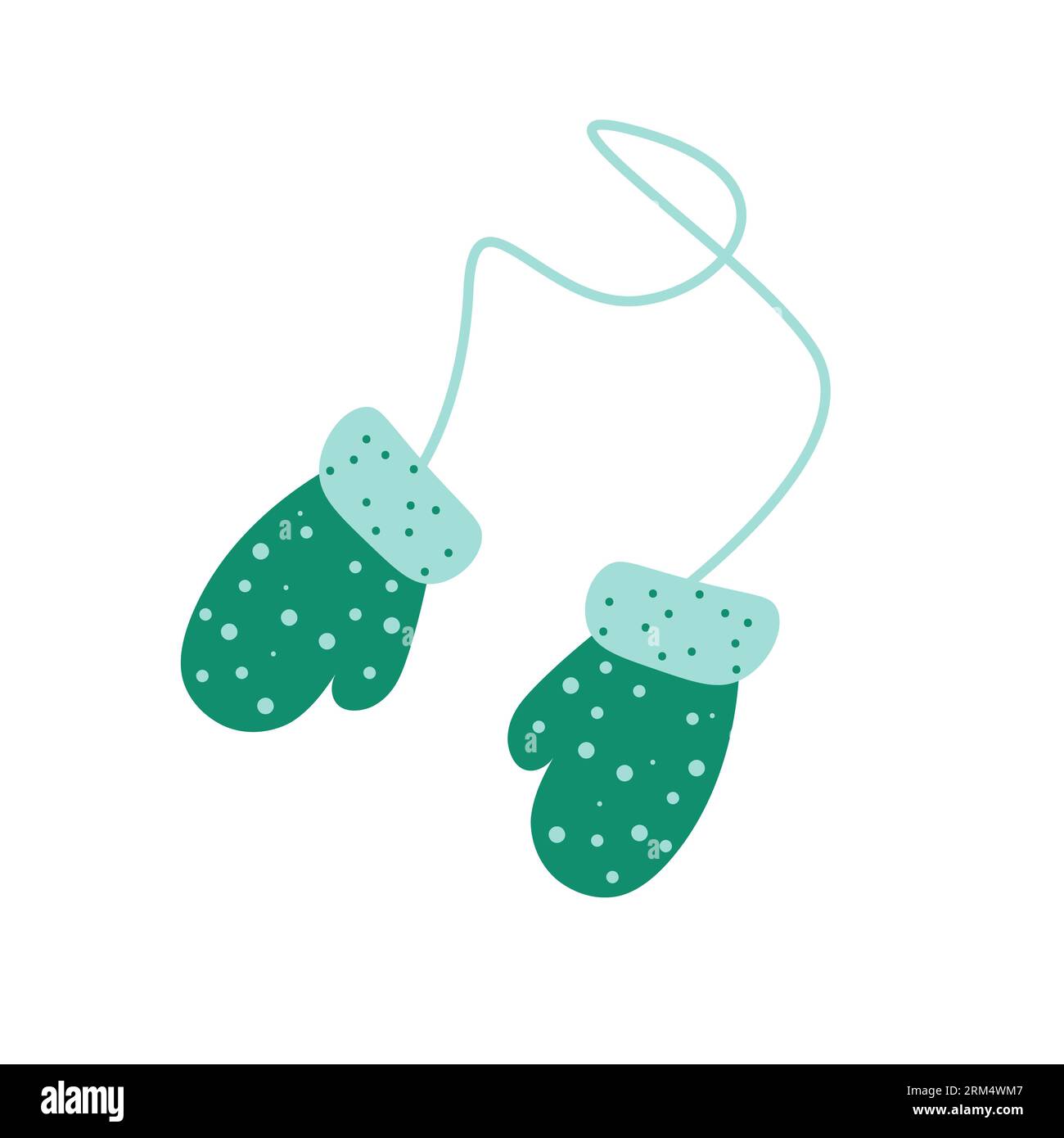 Green mittens on white background. Hand drawn vector illustration Stock ...