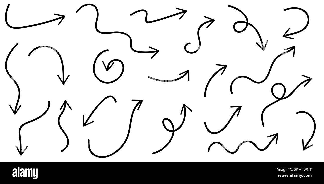 Hand drawn arrows set. Sketch doodle style. Vector illustration ...