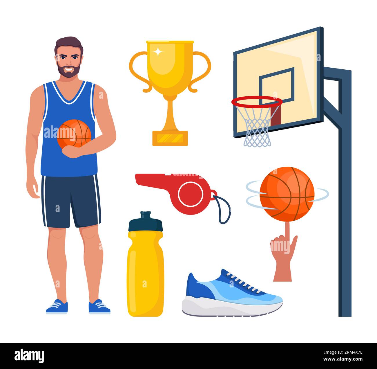 Basketball Elements, set. Various Equipment for Basketballs. Basketball ...