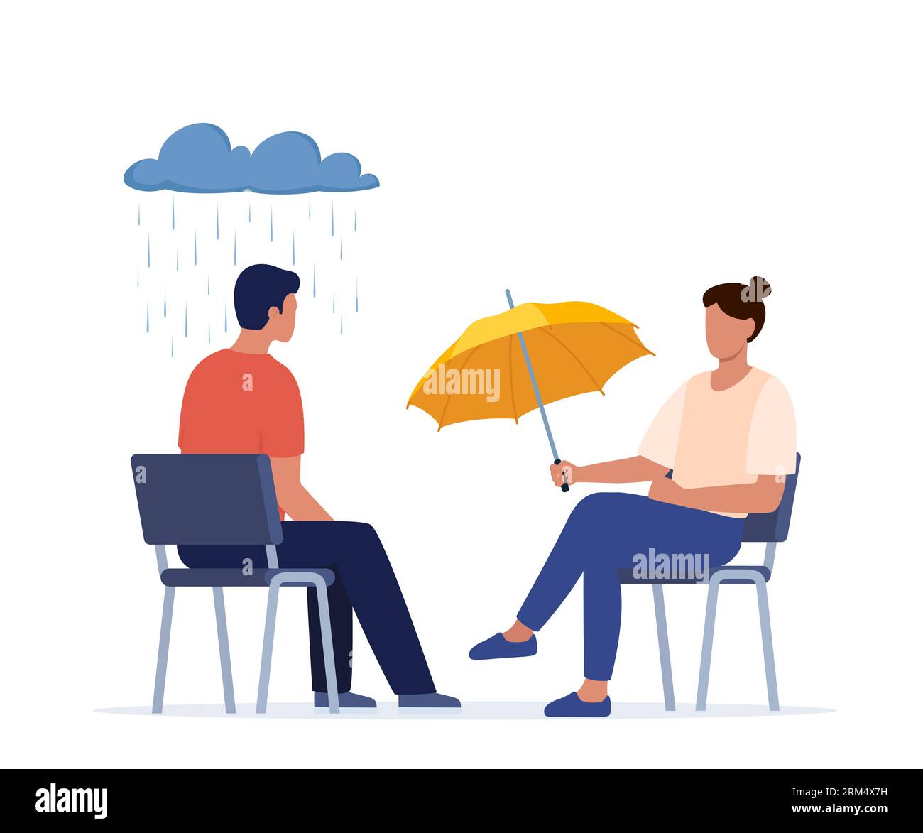 Sitting under an umbrella Stock Vector Images - Alamy